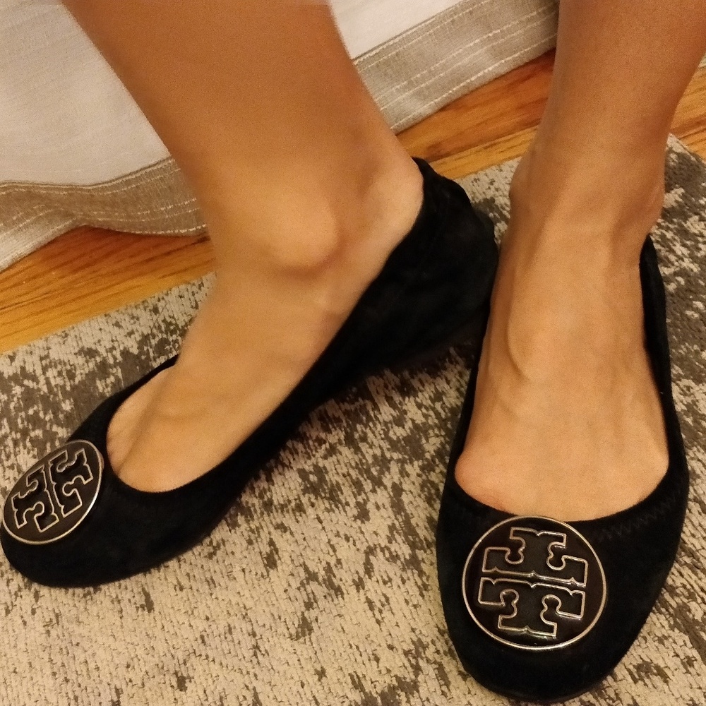 Tory Burch Black Suede Emblem - Gem